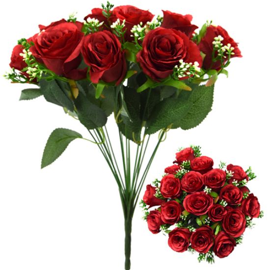 18 Heads - Large Red Rosebud Bush with Gyp – Titleys Flowers / Direct ...