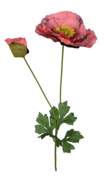 60cm Pink/Red Poppy Stem - Silk Artificial Single Stem – Titleys ...