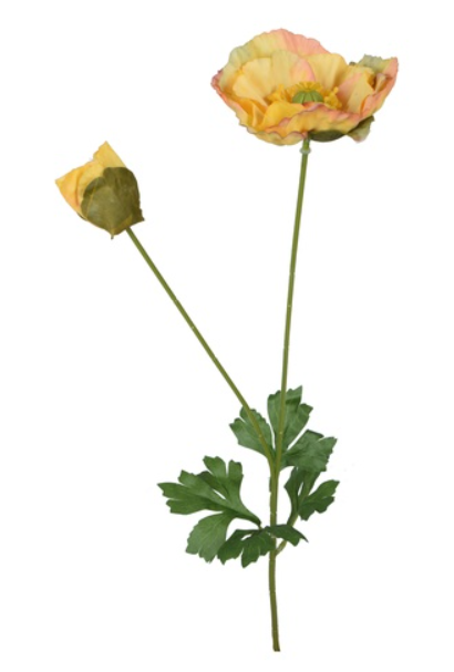 60cm Yellow Poppy Stem - Silk Artificial Single Stem – Titleys Flowers ...
