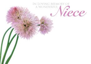 1 x Pack Large In Loving Memory of a Wonderful Niece Card - Funeral ...