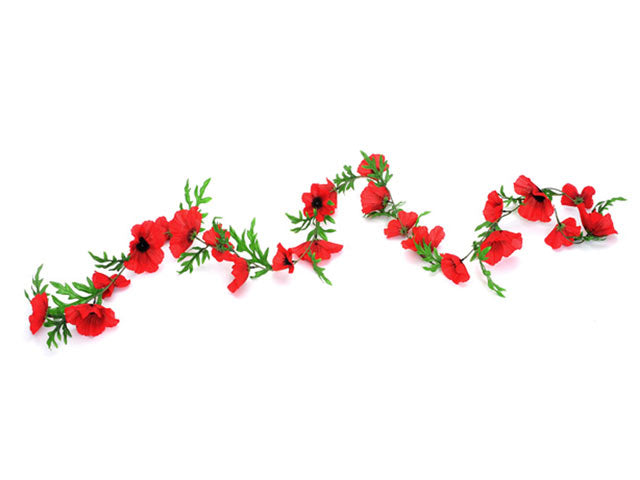 184 cm Artificial Red Poppy Garland – Titleys Flowers / Direct Florist ...